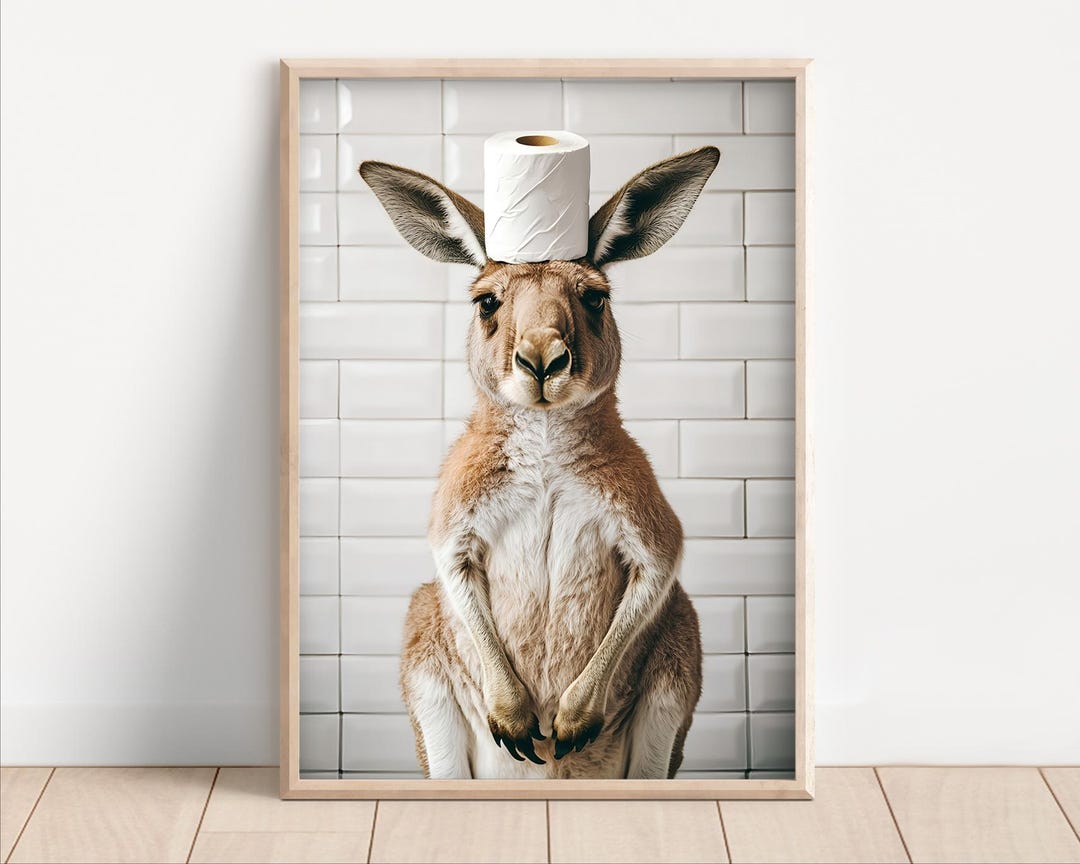 Funny Kangaroo Bathroom Print: Quirky Toilet Paper Wall Art - Etsy