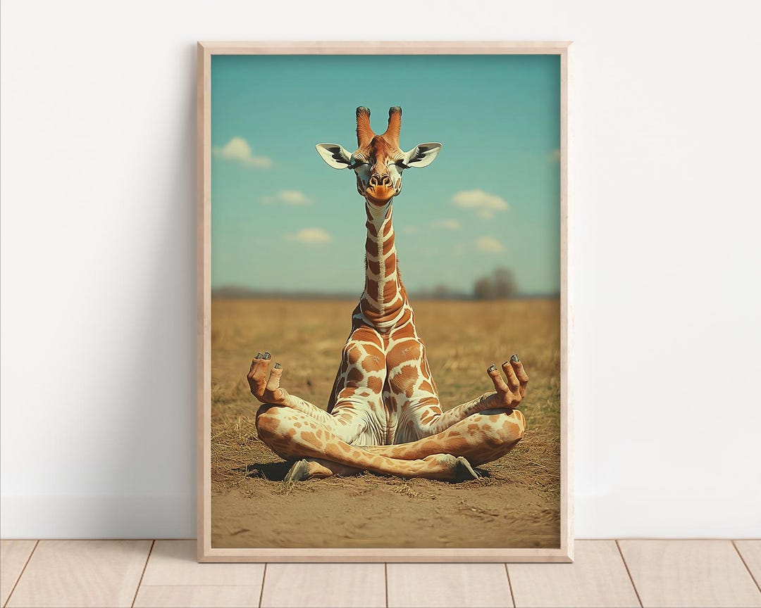 Yoga Giraffe, Poster or Canvas, Funny Yoga Wall Art, Meditation, Cute ...