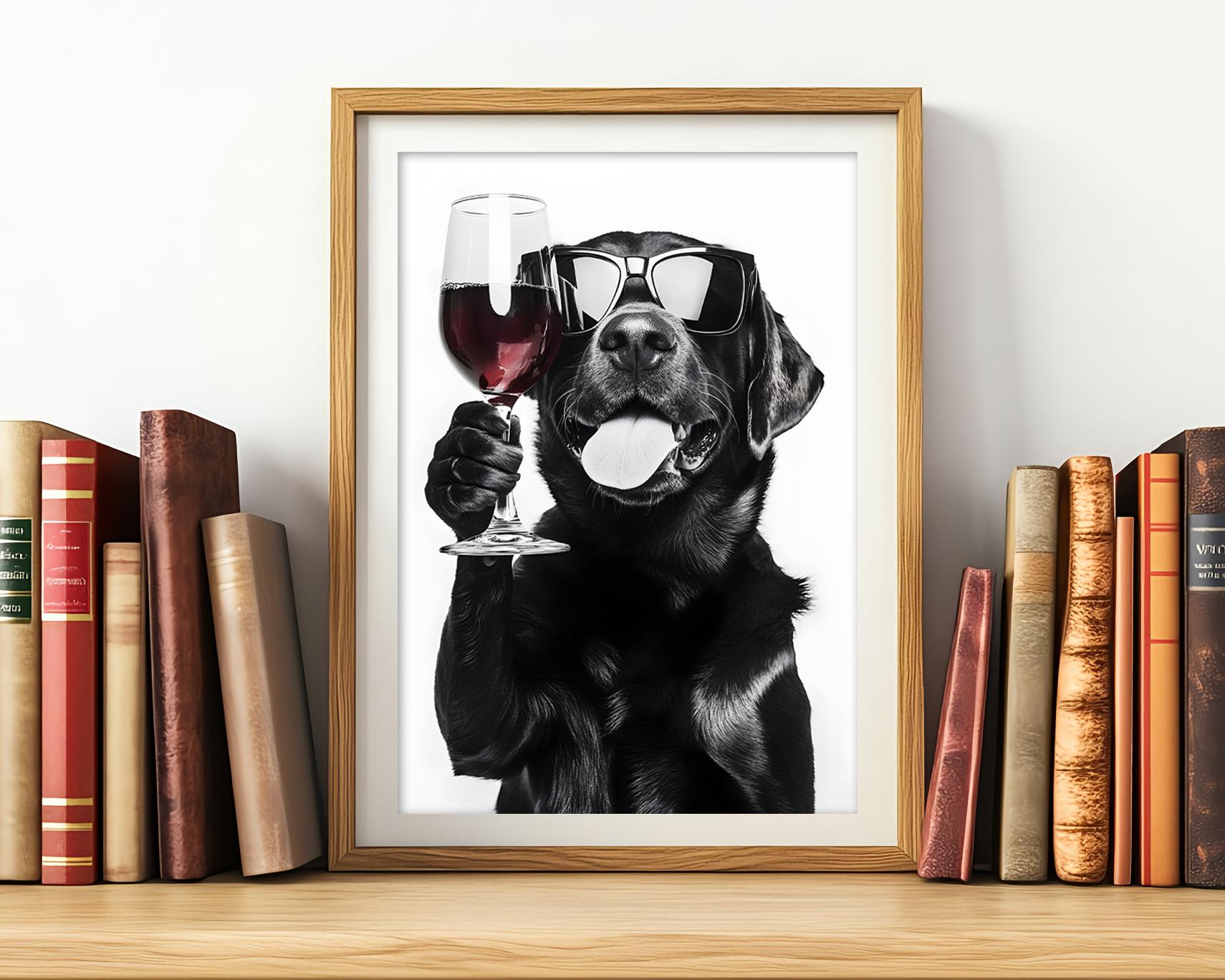 Labrador Dog Drinking Wine Art Print: Funny Kitchen Decor - Etsy
