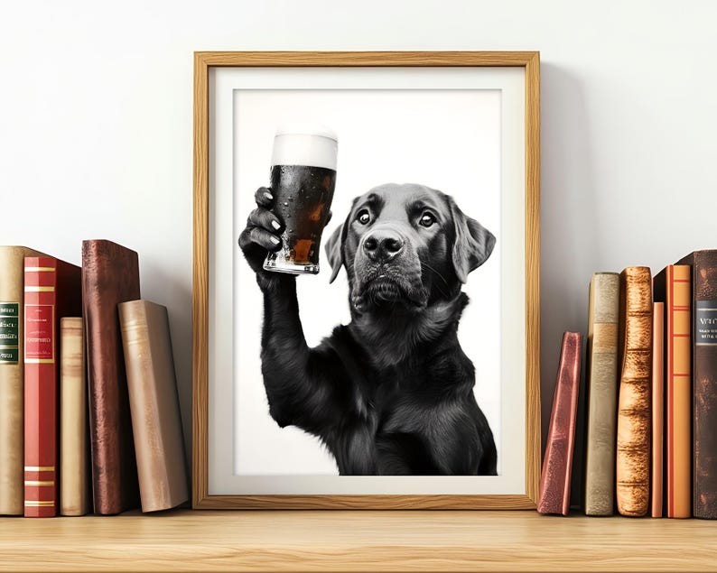 Labrador Dog Drinking Beer Print: Funny Home Bar Wall Art - Etsy