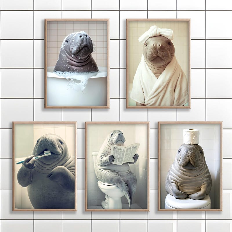 Manatee Art Funny - Etsy UK
