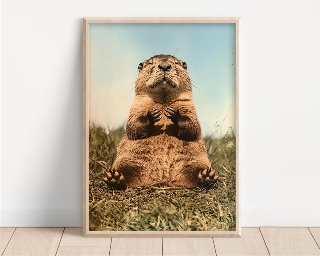 Yoga Beaver, Poster or Canvas, Funny Yoga Wall Art, Meditation, Cute ...