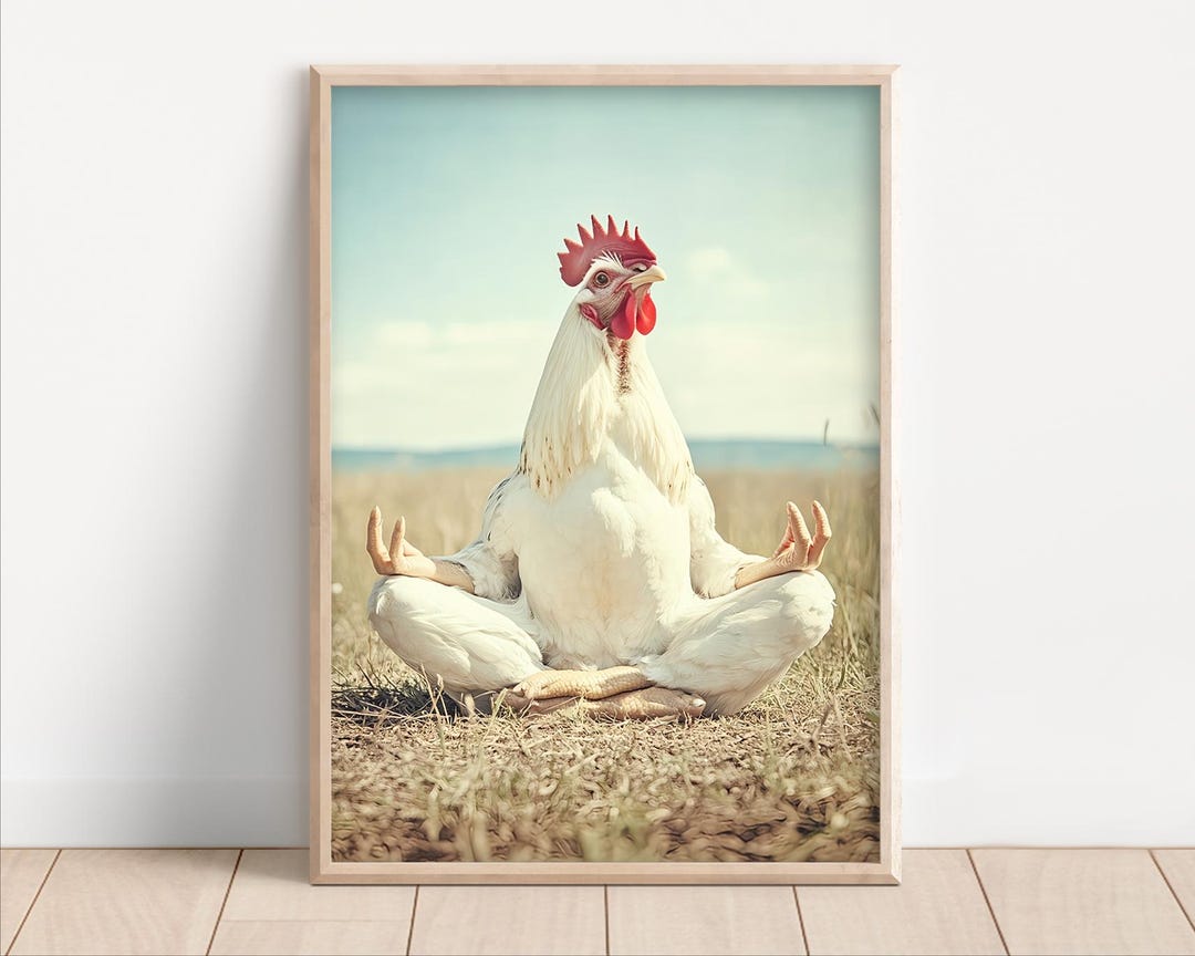 Yoga Chicken, Poster or Canvas, Funny Yoga Wall Art, Meditation, Cute ...