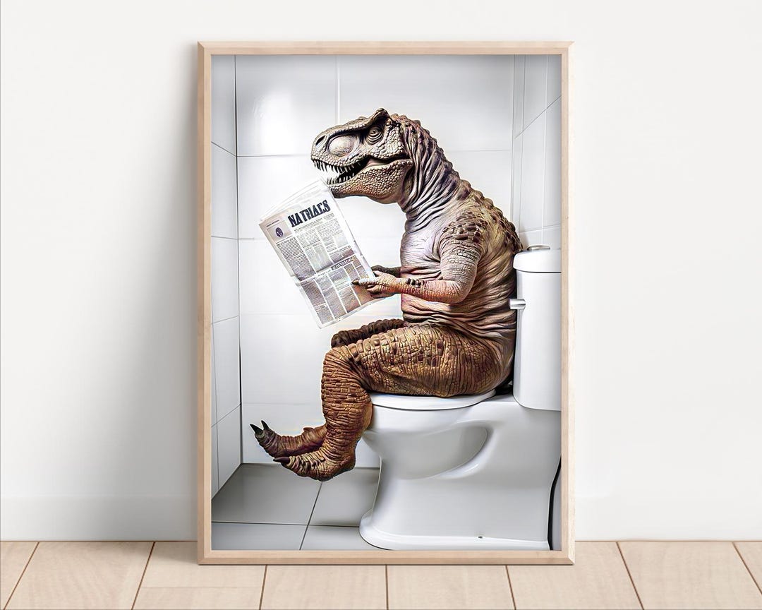 Funny T-rex on Toilet, Quirky Bathroom Art, Dinosaur Photo Print - Etsy