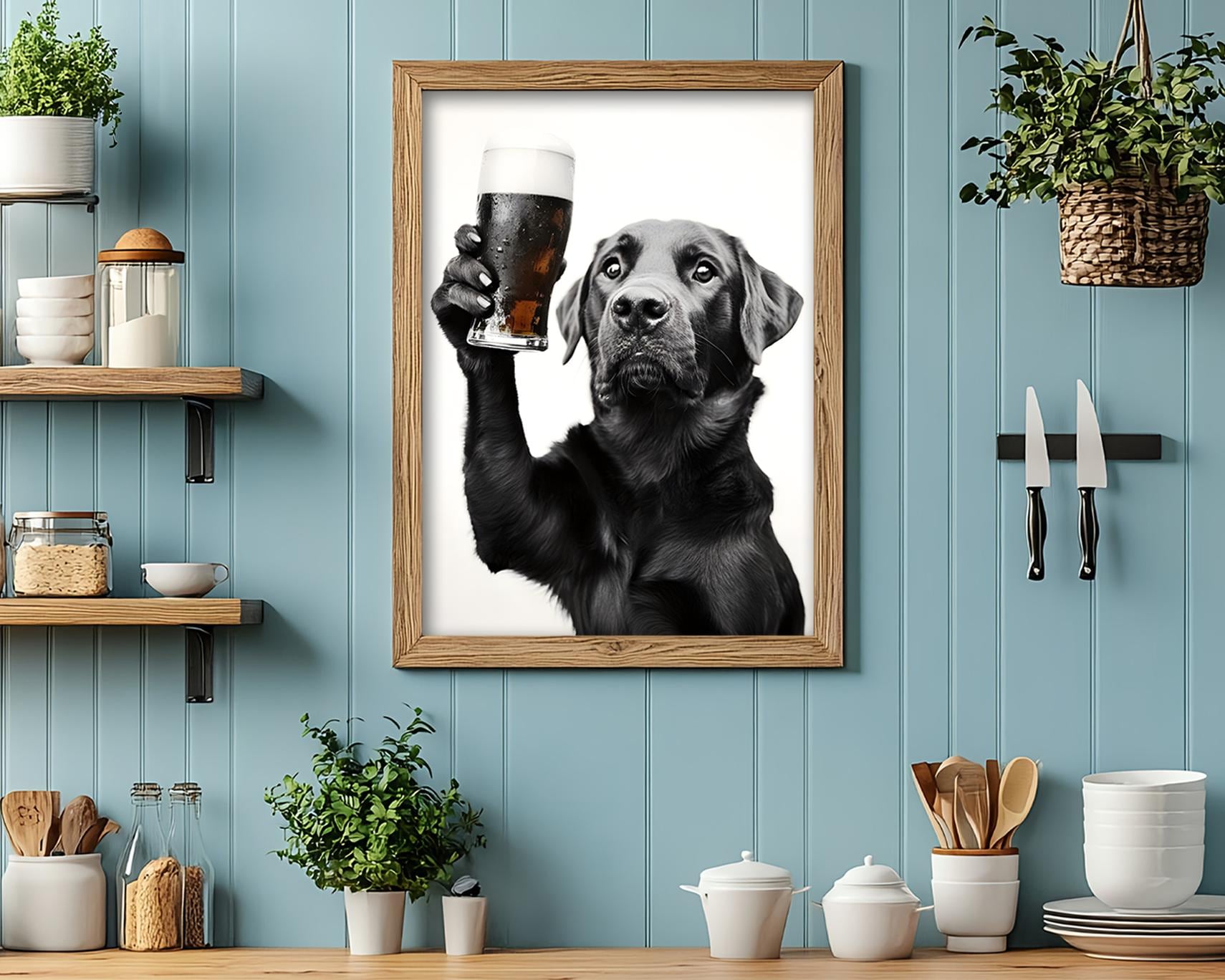 Labrador Dog Drinking Beer Print: Funny Home Bar Wall Art - Etsy