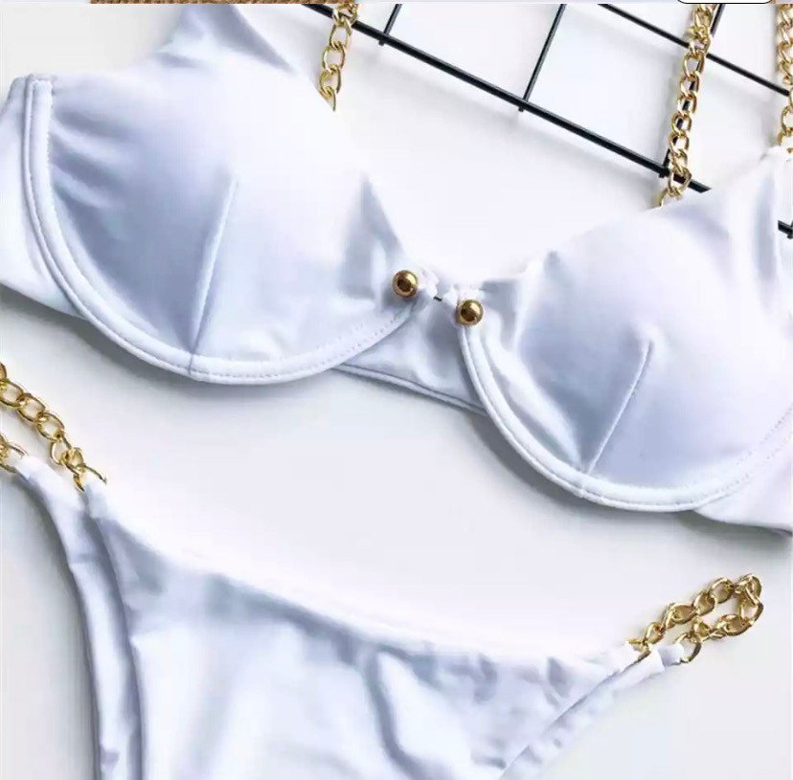 White Gold Chain High Rise Bikini Wedding Bridal | Etsy UK