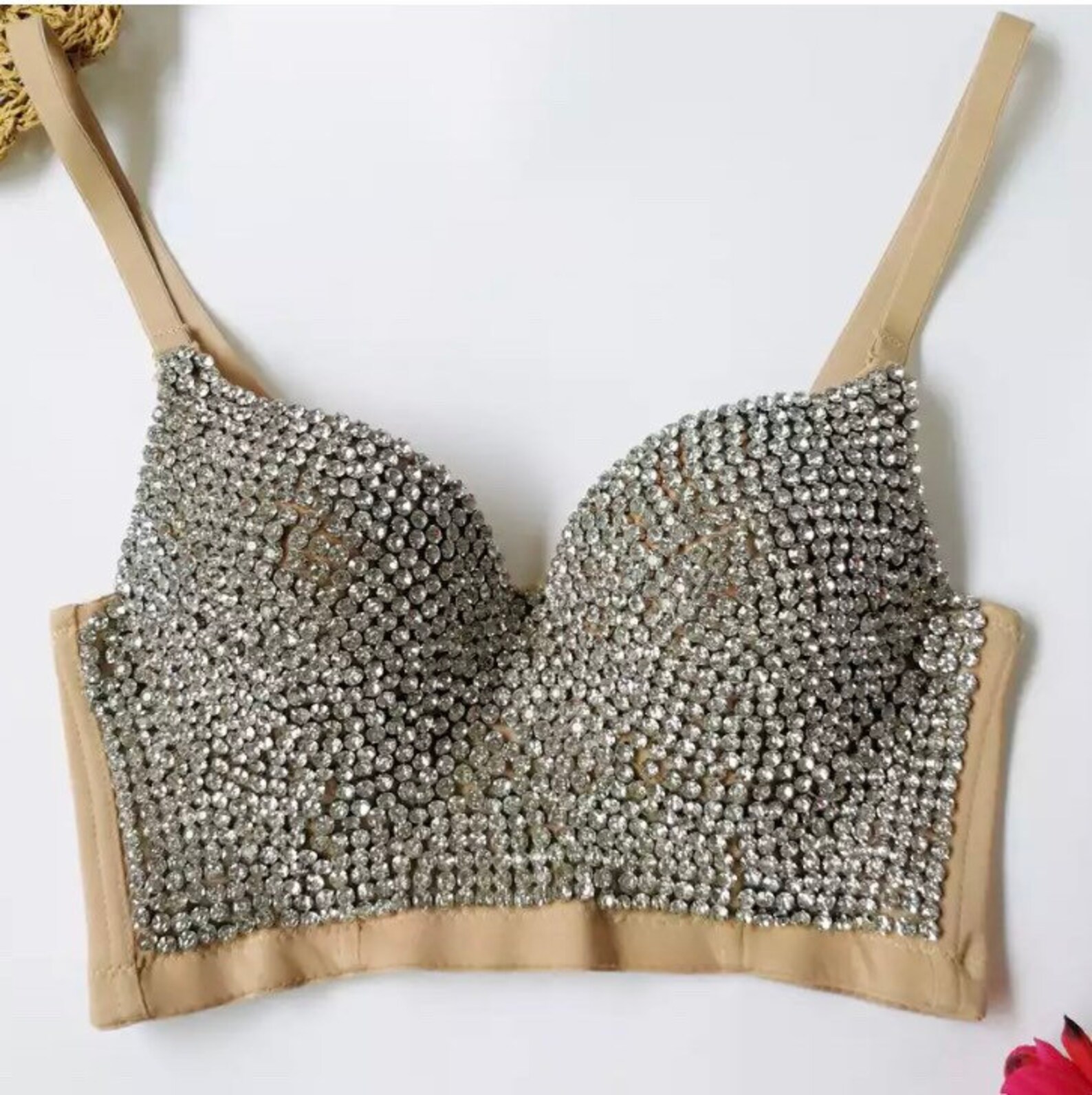 Diamond Embellished Crystal Rhinestone Nude/beige Bustier - Etsy