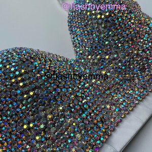 Rainbow Jewel Crystal Rhinestone Diamond Embellished Bustier Beaded Bralette Rave Festival ...