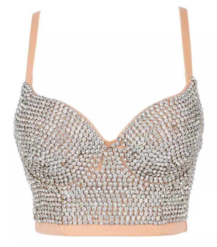 Diamond Embellished Crystal Rhinestone Nude/beige Bustier - Etsy
