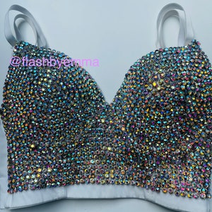 Rainbow Jewel Crystal Rhinestone Diamond Embellished Bustier Beaded ...