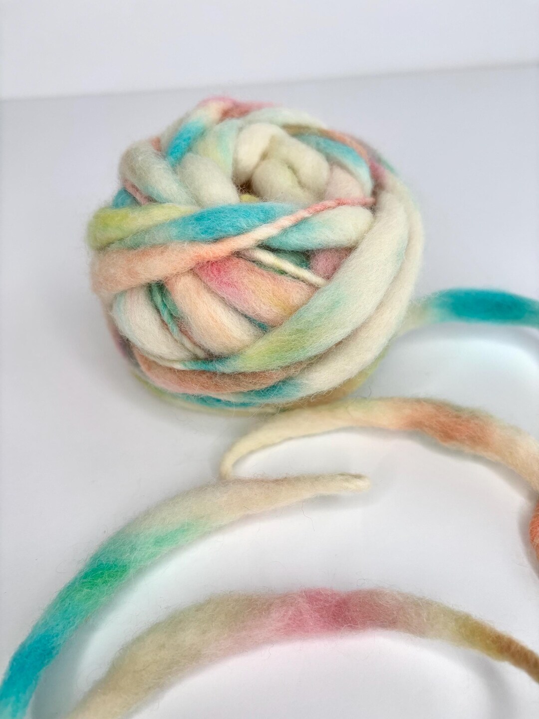Super Bulky Thick and Thin Hand Spun Wool Yarn, Multicolor Hand Dyed ...