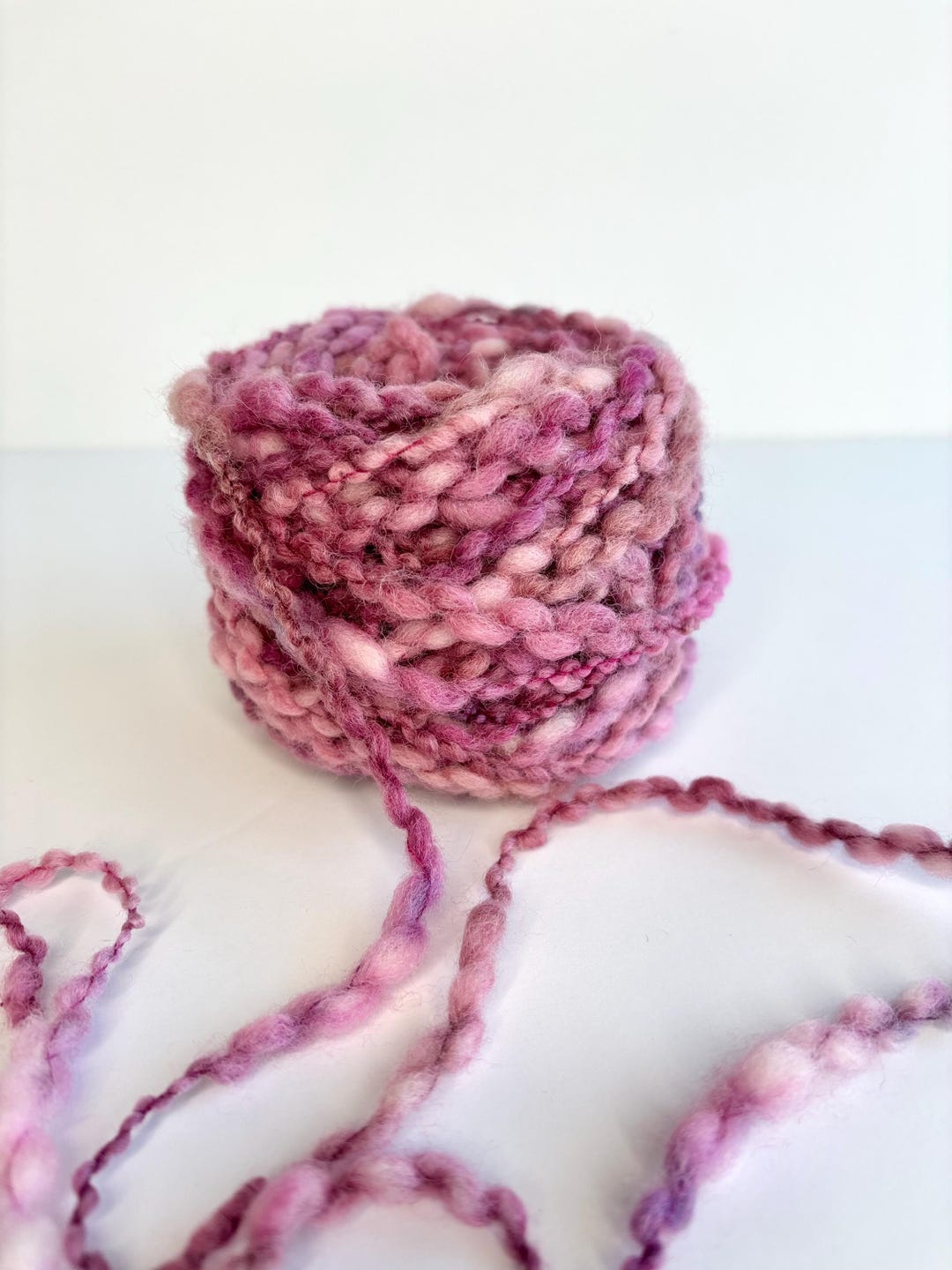 Thick and Thin Hand Dyed Maroon Wool Yarn, Bulky Wool Yarn, Chunky ...