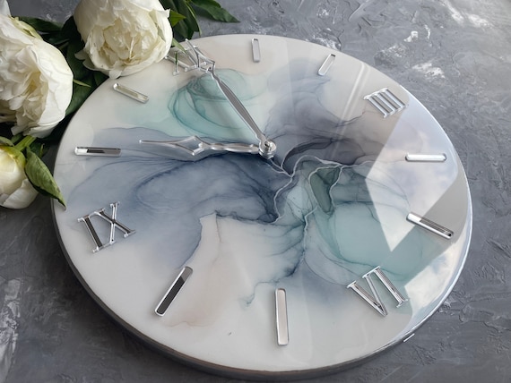 Resin Art Wall Clock Unique Home Decor Housewarming Gift First - Etsy