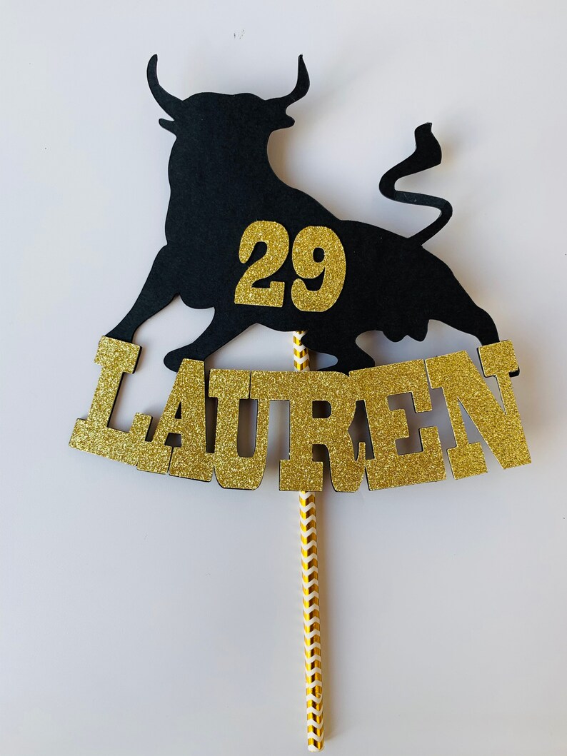 Bull Birthday Cake Topper Personalized 7x6 Size Approx - Etsy UK
