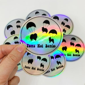 Poms Not Bombs Holographic Vinyl Sticker Pomeranian Dog | Etsy