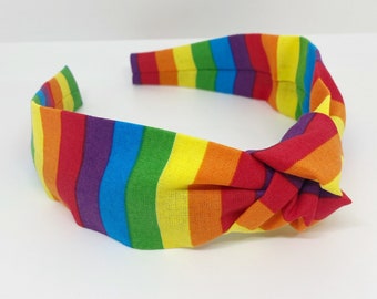 Rainbow Knotted Headband, 3 FABRIC OPTIONS Pride Bowband LGBTQ Hair ...