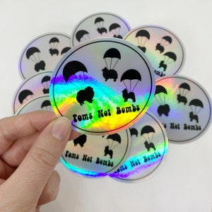 Poms Not Bombs Holographic Vinyl Sticker Pomeranian Dog | Etsy