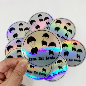 Poms Not Bombs Holographic Vinyl Sticker Pomeranian Dog | Etsy