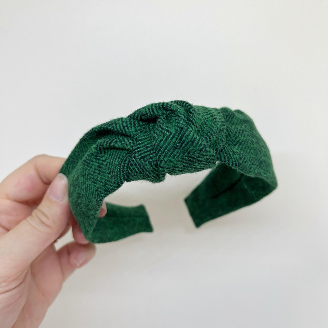 Forest Green Herringbone Headband Fall Flannel Knot Headband for Adults ...