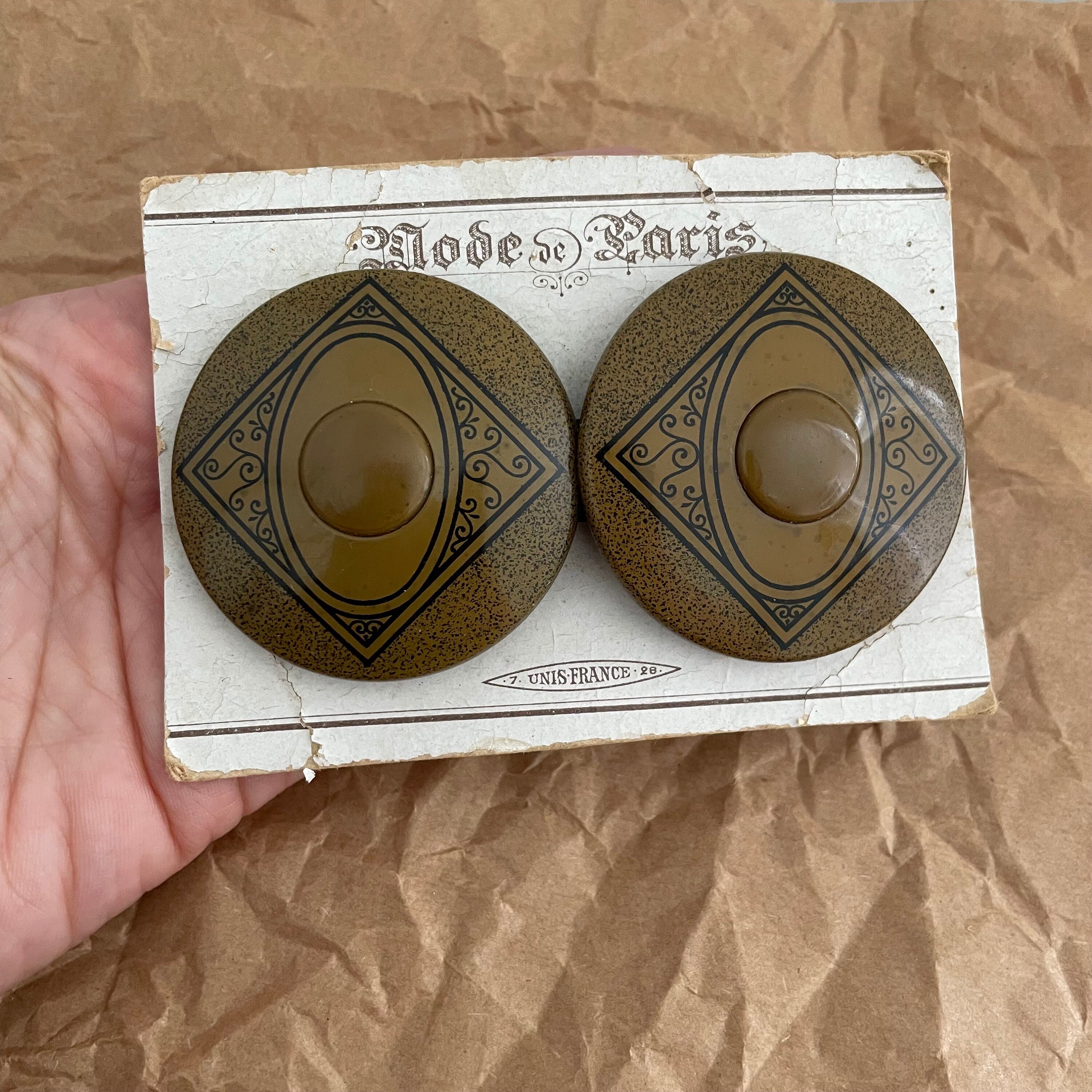 Vintage Mode De Paris Buttons X2 Large Edwardian Art Nouveau Buttons ...