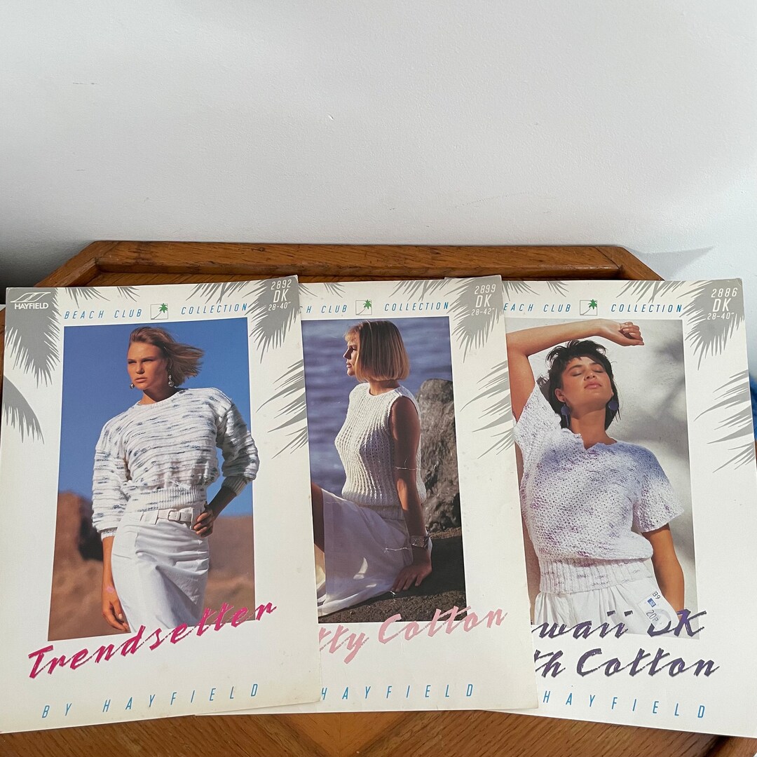 Vintage Hayfield Knitting Pattern Bundle X3 Beach Club Collection 1980s ...