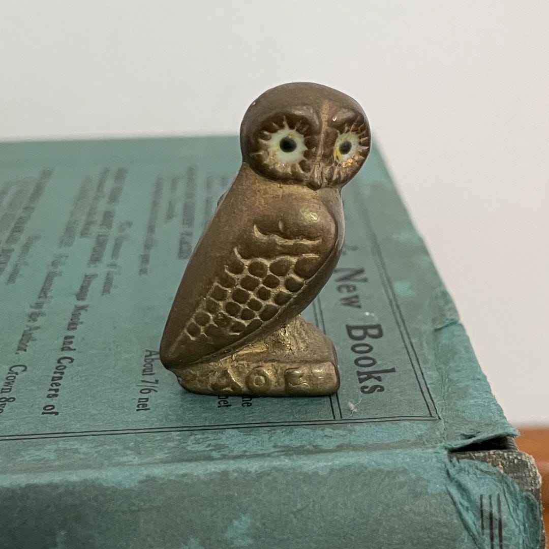 Vintage Brass Owl of Athens AOE Ornament, Cute Owl Figurine Gift With ...