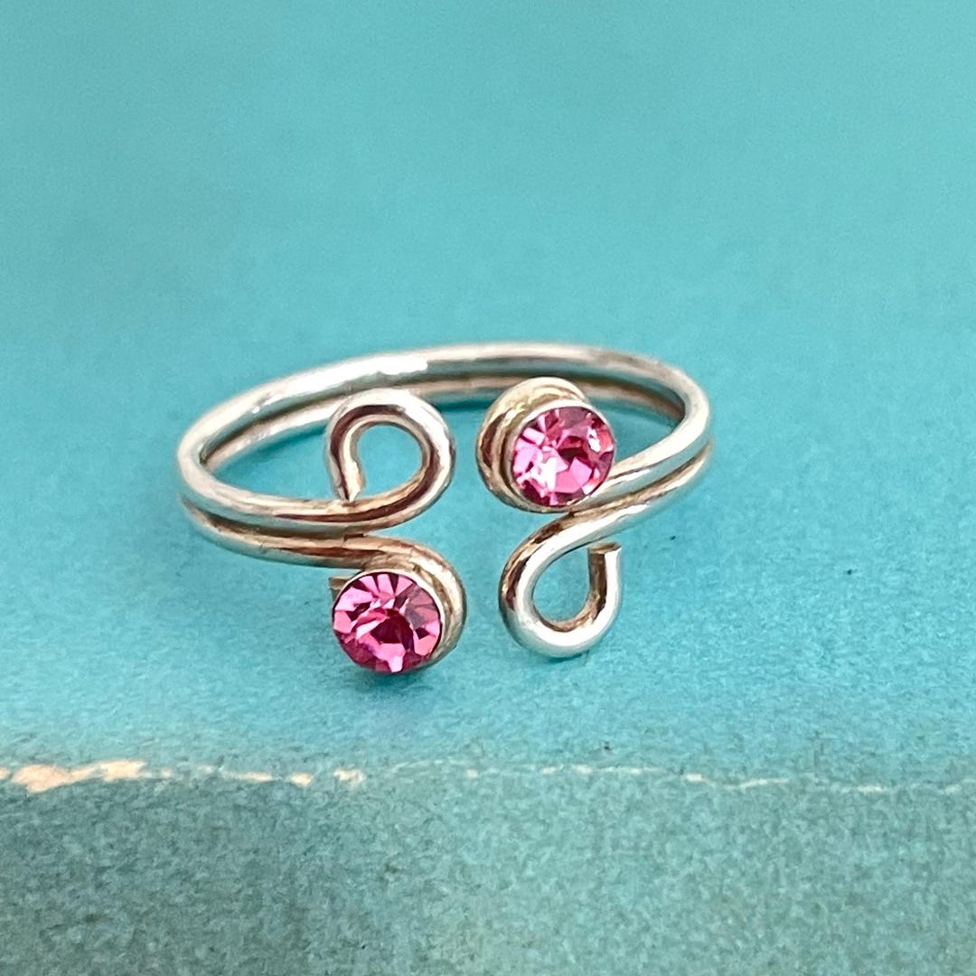 Vintage Sterling Silver 925 Ring With Pink Rhinestone Size H Pinkie ...