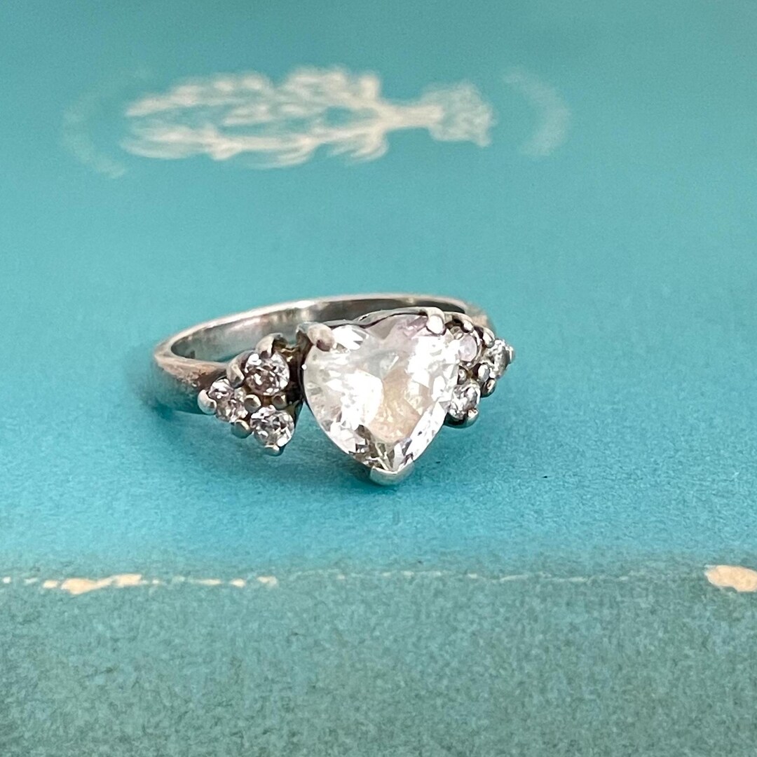 Vintage Sterling Silver 925 Heart Ring Size J - Etsy