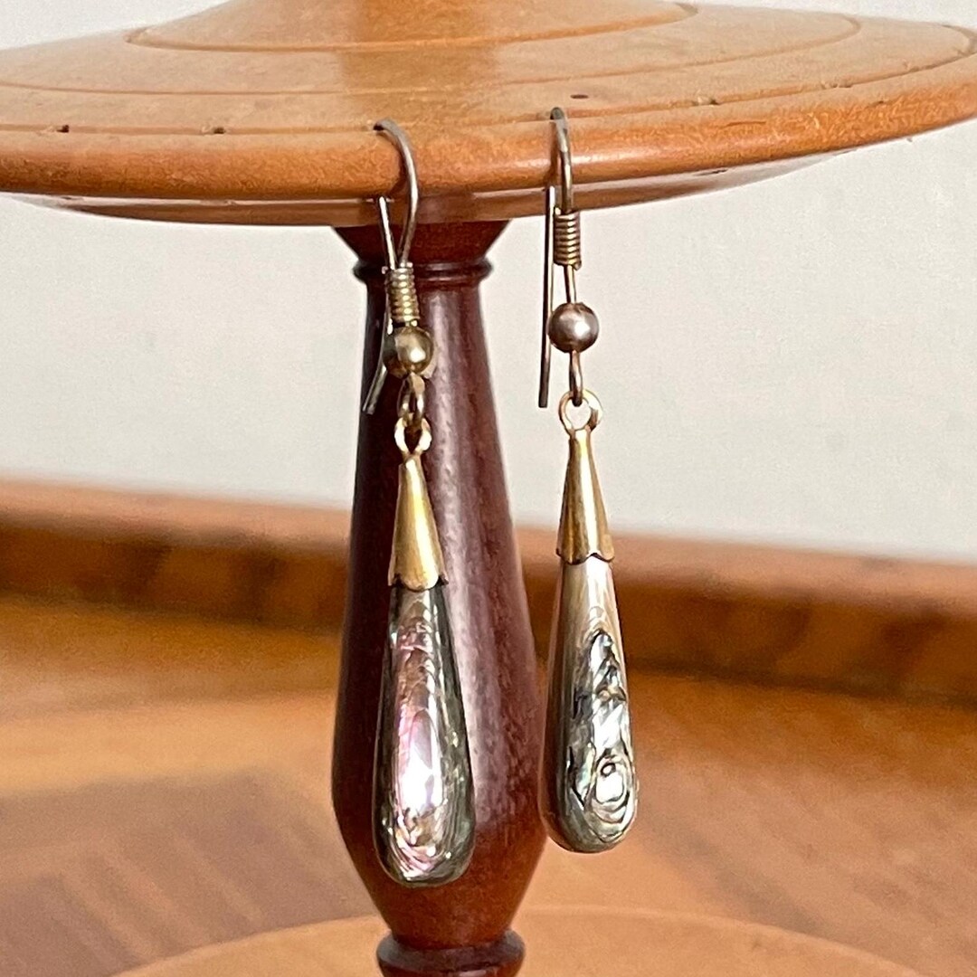 Vintage Abalone Shell Dangly Drop Earrings - Etsy