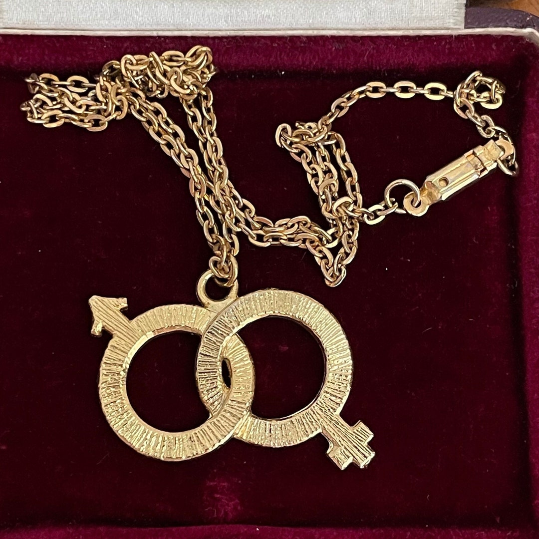 Vintage Gold Tone Gender Symbols Necklace With Spring Clasp 1990s - Etsy