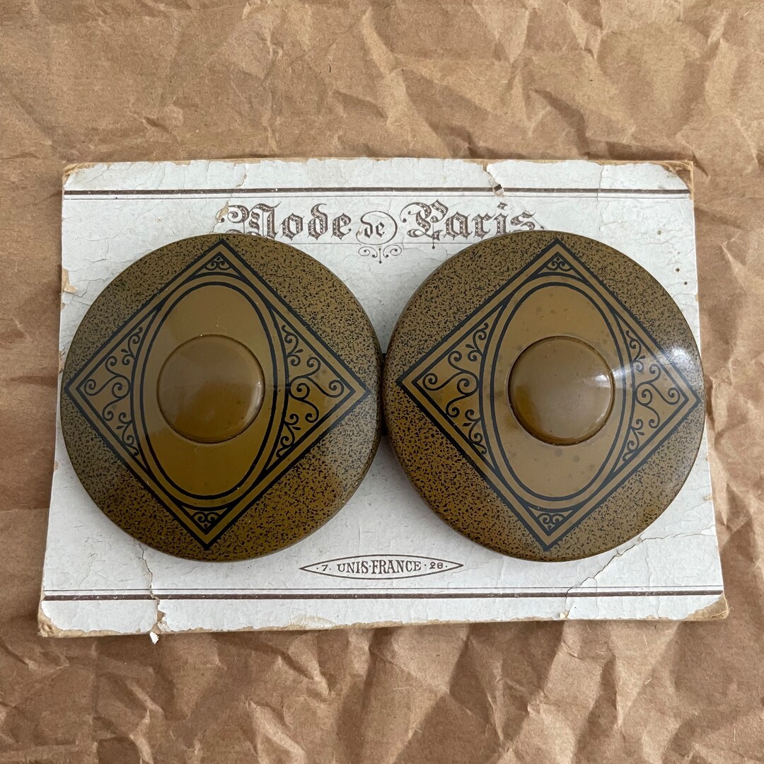 Vintage Mode De Paris Buttons X2 Large Edwardian Art Nouveau Buttons ...