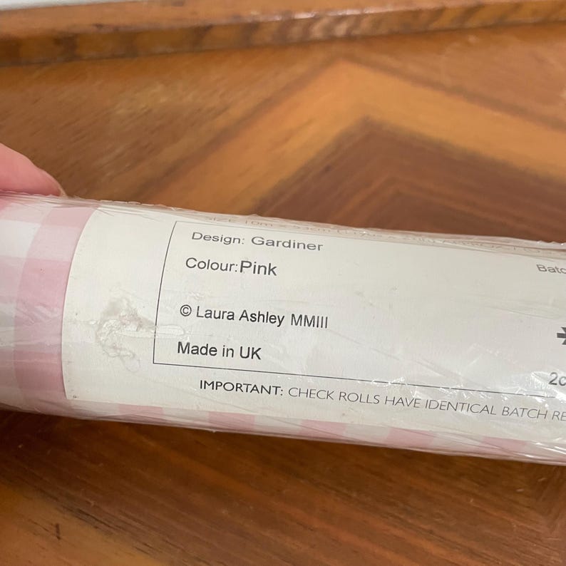 Vintage Laura Ashley Wallpaper Gardiner Pink Gingham (1 Roll) - Etsy
