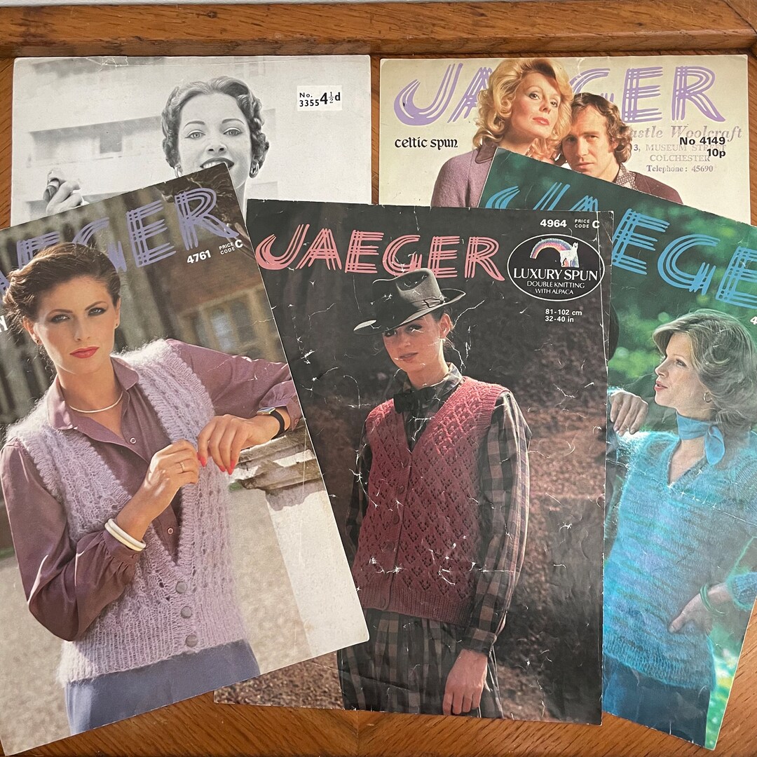Jaeger Vintage Knitting Pattern Bundle X5 1960s 1970s - Etsy
