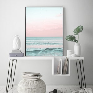 Pastel Beach Print Boho Coastal Poster Pastel Ocean Print - Etsy