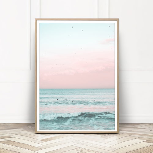 Pink Ocean Wall Art Coastal Print Set Set of 2 Ocean Print | Etsy