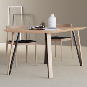4 X Metal Oak Legs - Heavy Duty Table Legs Oak Solid Wood Tapered Oak ...