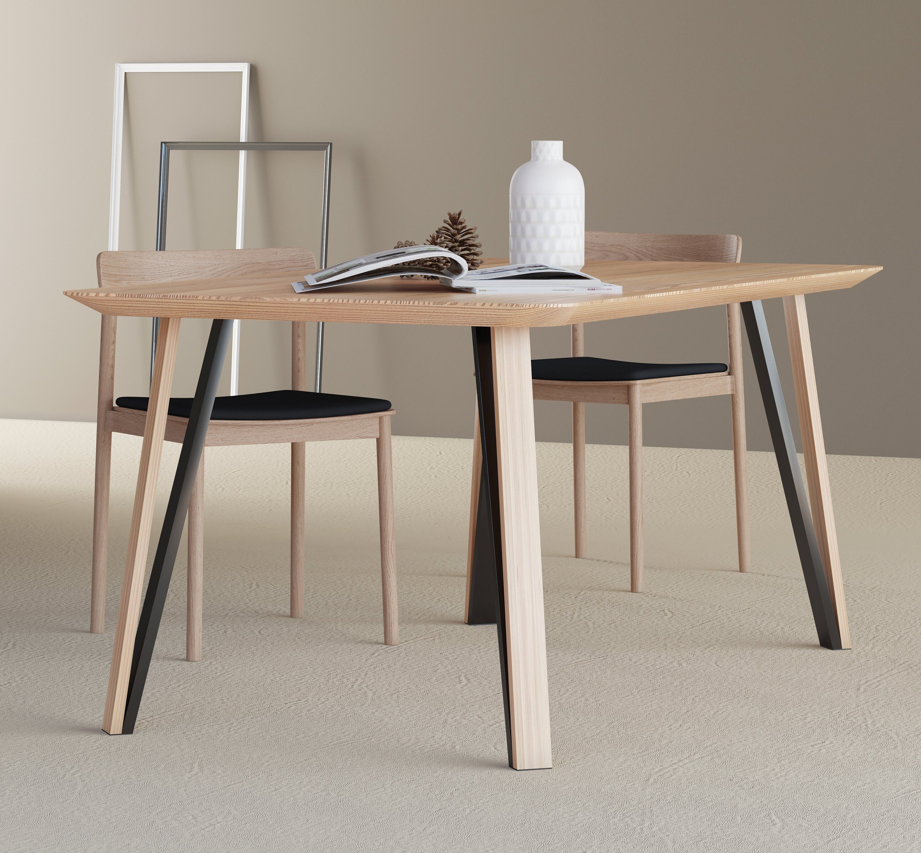 4 X Metal Oak Legs Heavy Duty Table Legs Oak Solid Wood Tapered Oak ...