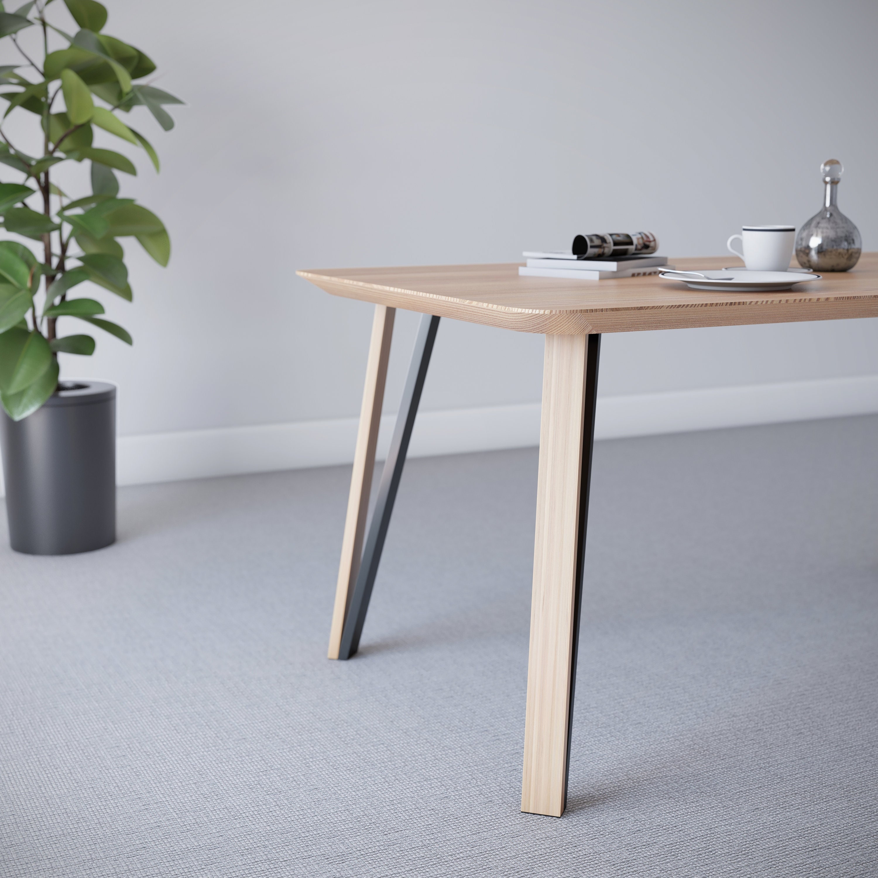 4 X Metal Oak Legs Heavy Duty Table Legs Oak Solid Wood Tapered Oak ...