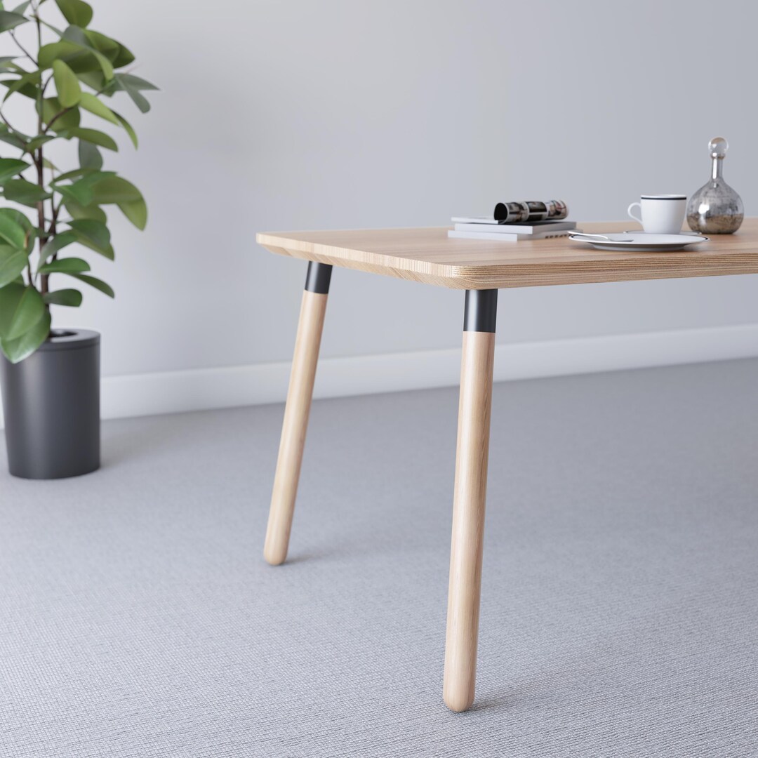 4 X Oak Single Pin Round Legs - Heavy Duty Table Legs Oak Solid Wood - Etsy