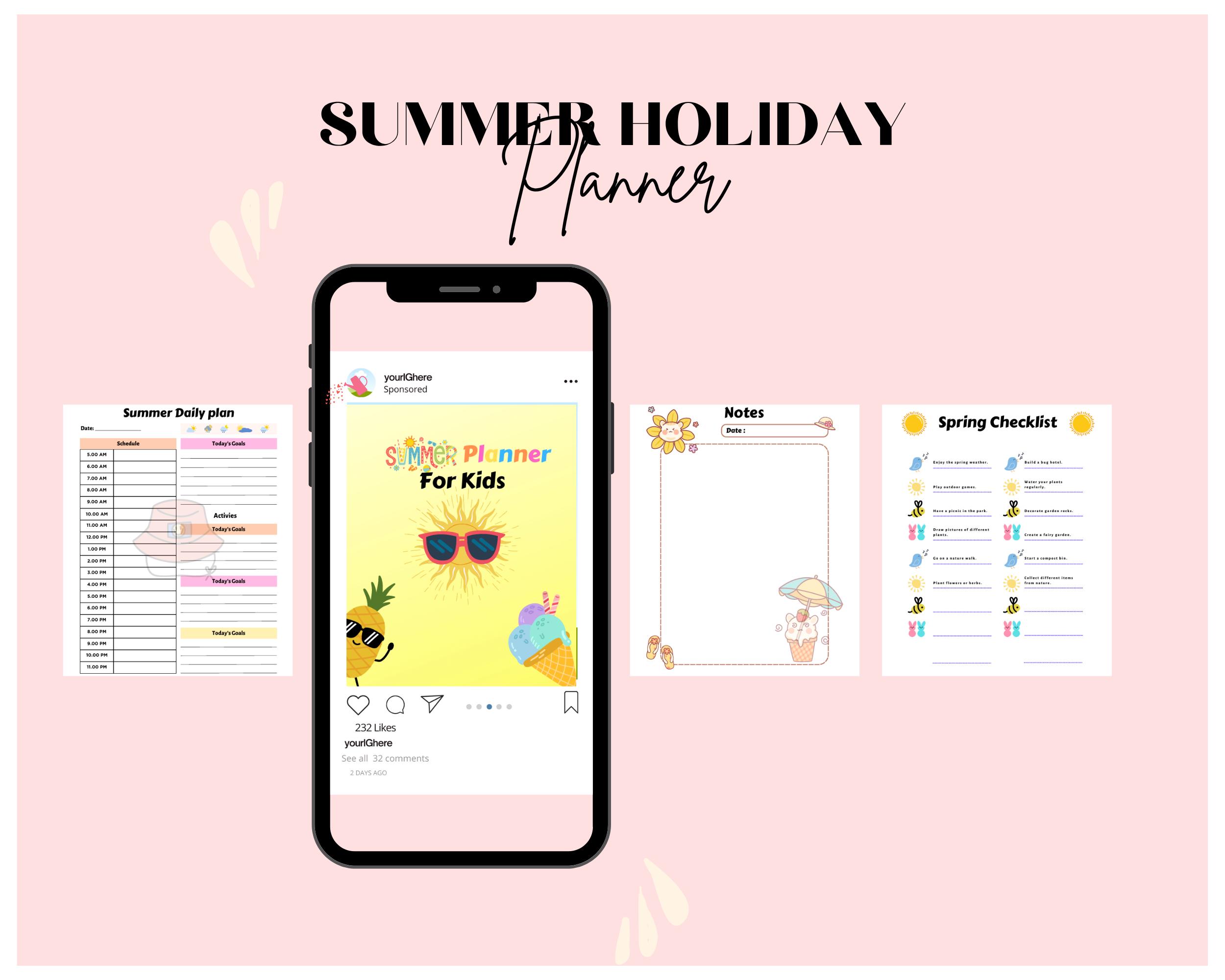 Printable Summer Planner for Kids | Daily Activities, Chores, Reading ...