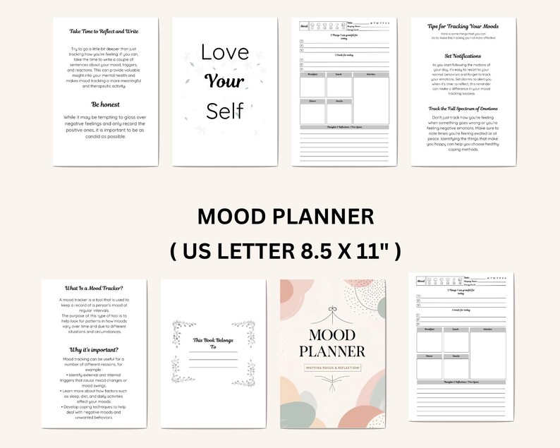 Mood Tracker PDF | Printable Digital Emotional Wellness Tracker, Daily ...