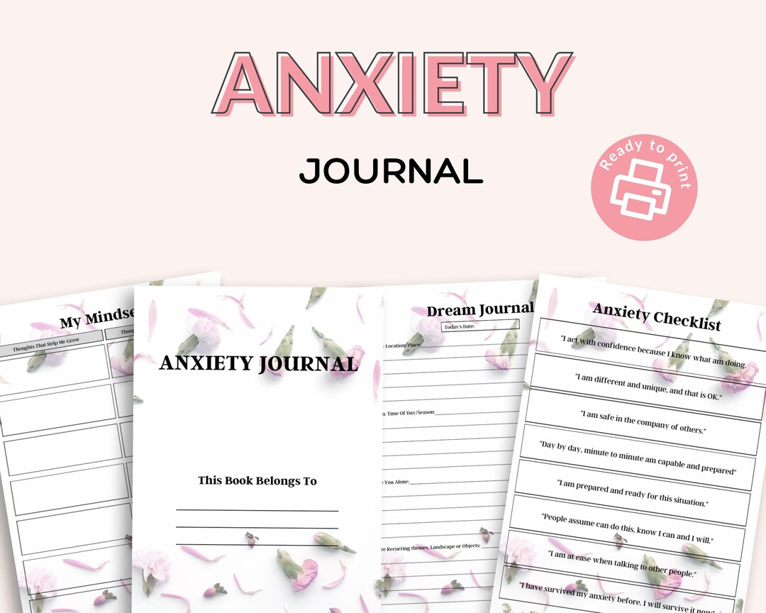 Printable Anxiety Journal | Mood Tracker, Gratitude, Therapy Workbook ...