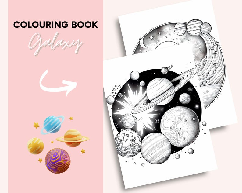 Printable Galaxy Colouring Book | 10 Cosmic Space-themed Pages | Stars ...