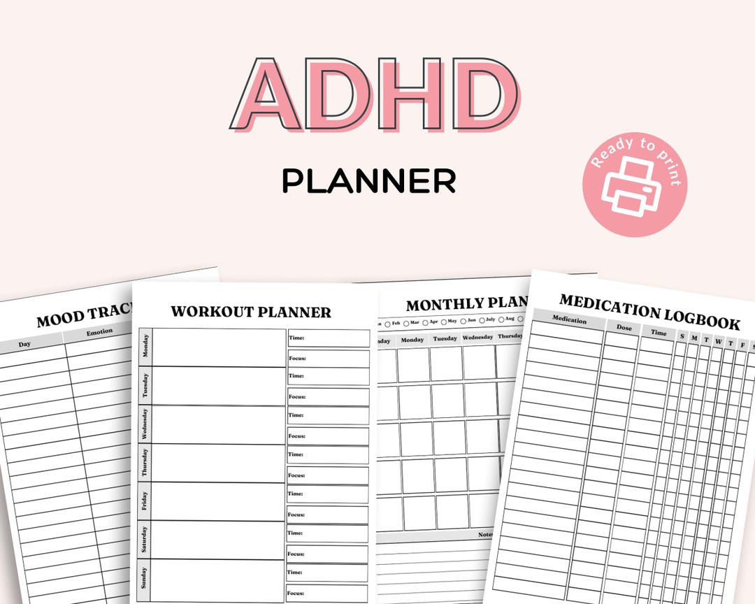 ADHD Workbook & Planner | Printable Daily Organizer for Focus ...