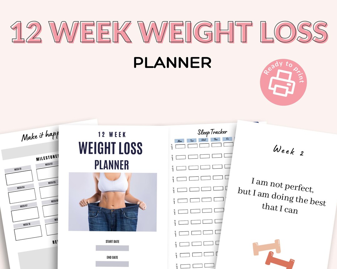 12-week Weight Loss Planner | Printable Fitness & Nutrition Journal PDF ...