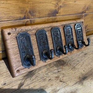 Numbered Industrial Key Holder 5 Hook Design With Antique Oak - Etsy