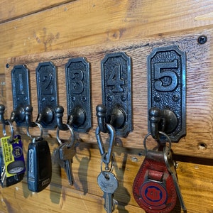 Numbered Industrial Key Holder 5 Hook Design With Antique Oak - Etsy