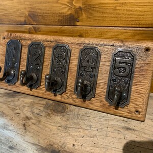 Numbered Industrial Key Holder 5 Hook Design With Antique Oak - Etsy