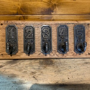 Numbered Industrial Key Holder, 5 Hook Design With Antique Oak ...