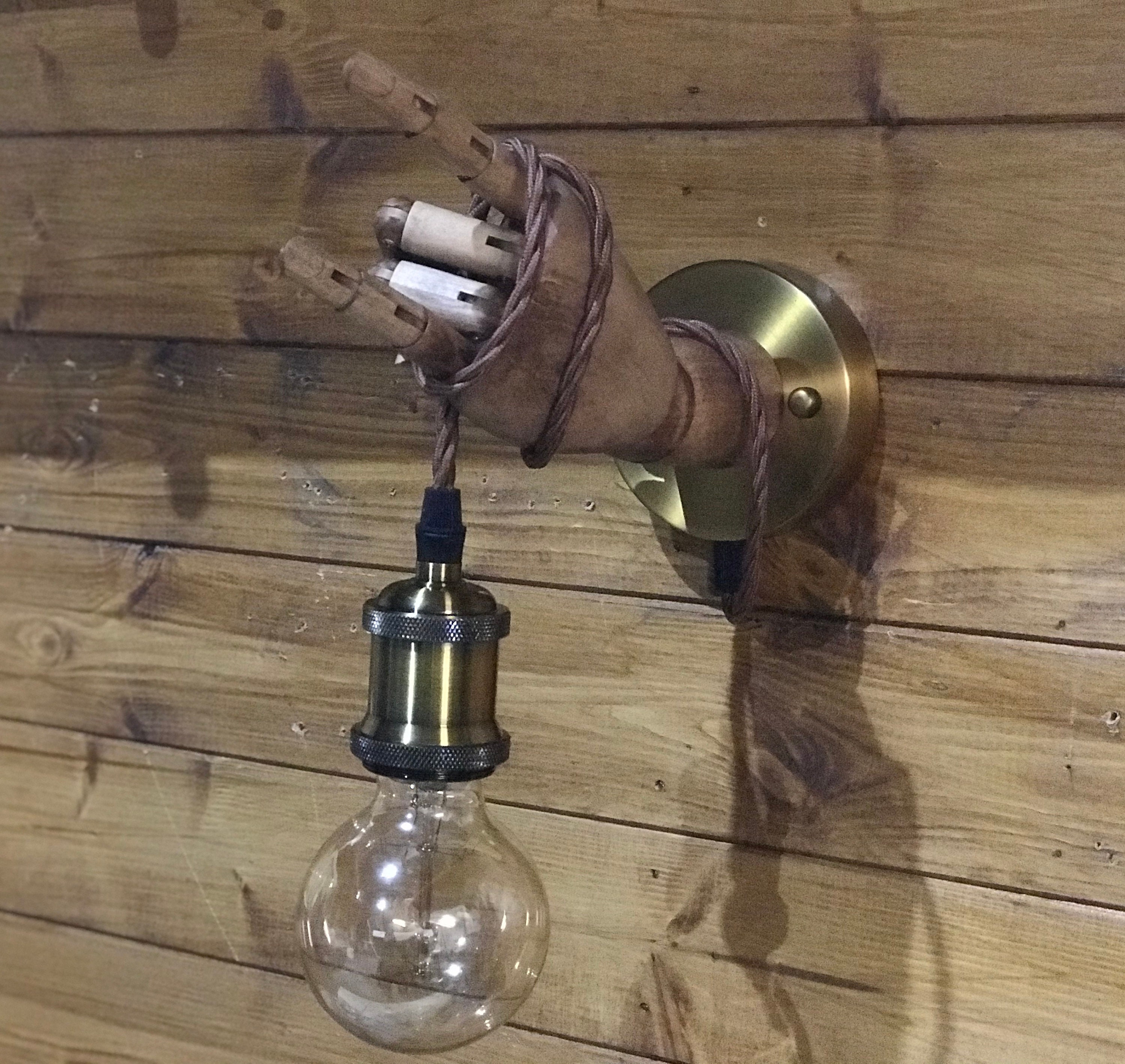 Wooden Vintage Mannequin Hand Lamp Wall Lamp Sconce Edison - Etsy UK